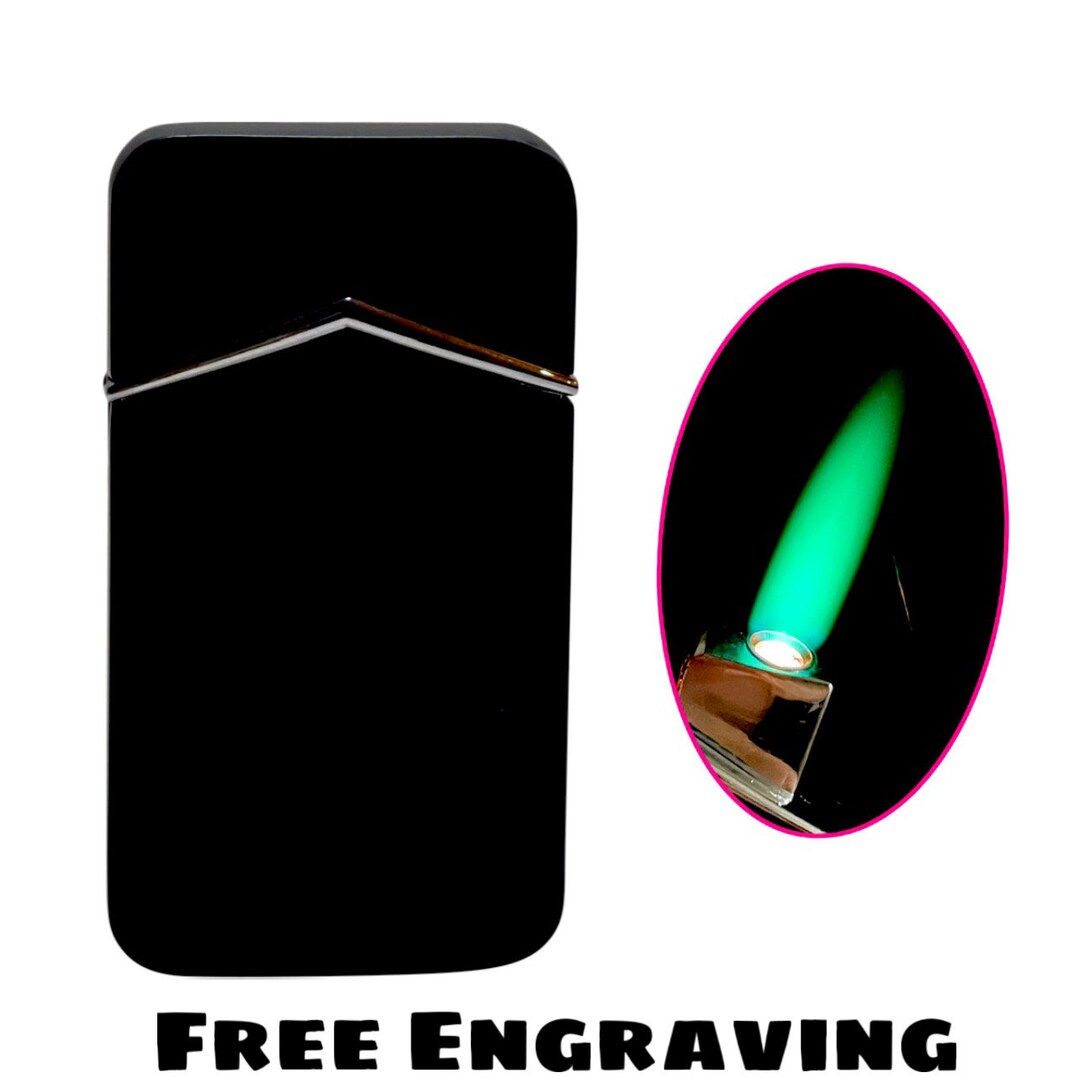 Matte Black Green Flame Refillable Butane Torch Lighter~ Customized ...