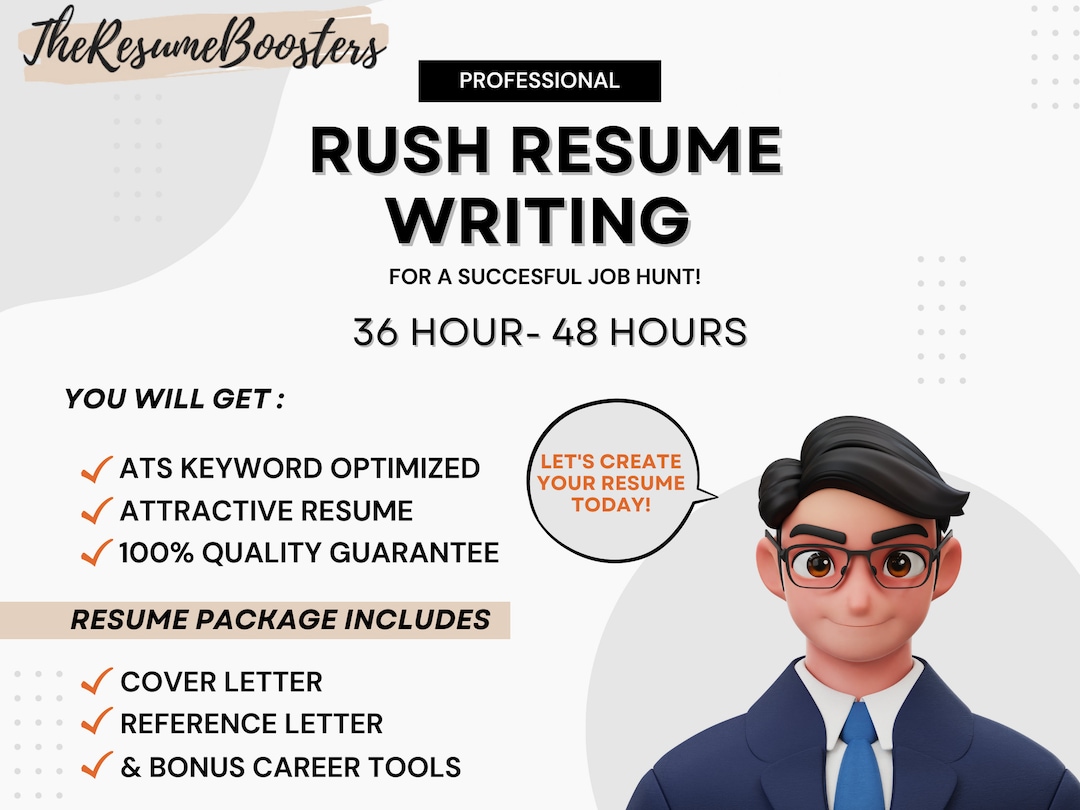 Rush Resume, 36-48 Hour Resume, Modern Executive Resume, Custom Resume ...