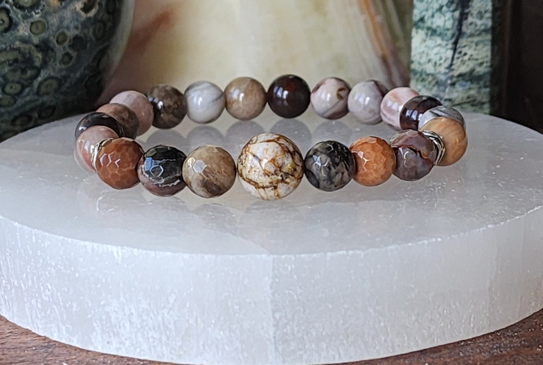 Ancient Forest Bracelet | 10mm Petrifed Wooden Opal Bead | Petrified ...