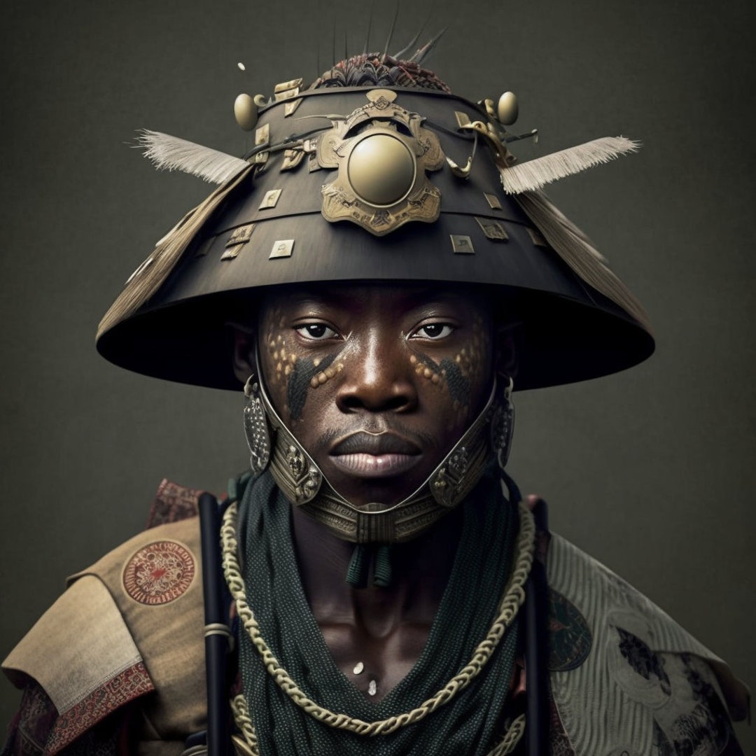 Illustration of a Black Samurai - Etsy