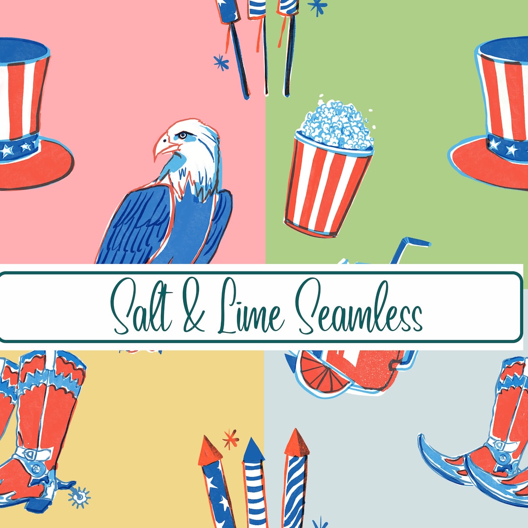 4th of July Americana Seamless BUNDLE JPG, Summer Seamless, Popsicle ...