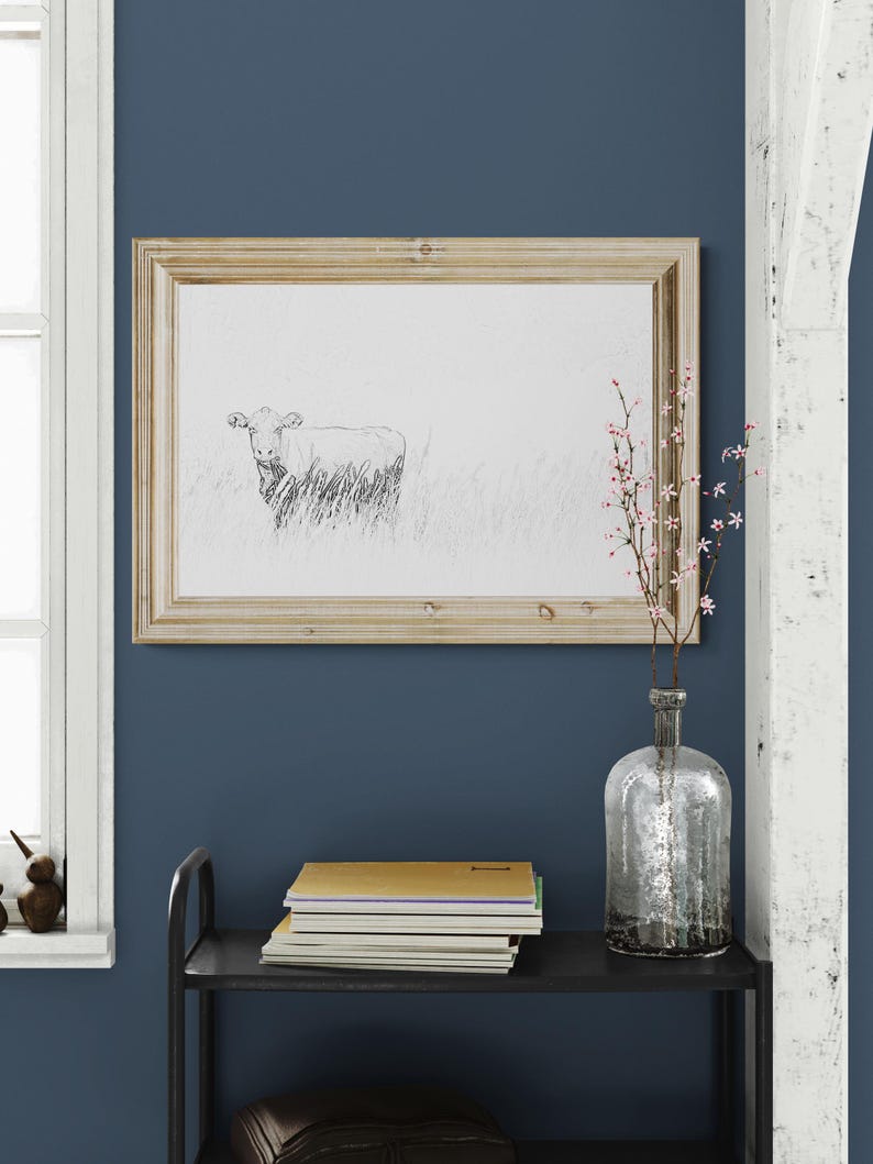 PRINTABLE WALL ART, Digital Download, Angus Cattle Sketch - Etsy