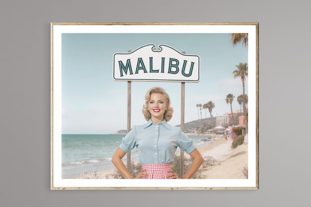 Malibu Print, PRINTABLE Wall Art , Malibu Print -- 1950's - Etsy