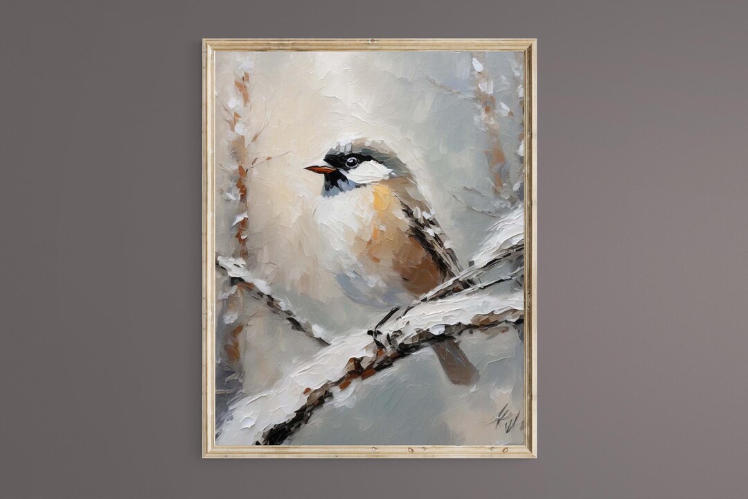 Winter Chickadee Painting Art Print: Chic Bird Decor (digital Download ...