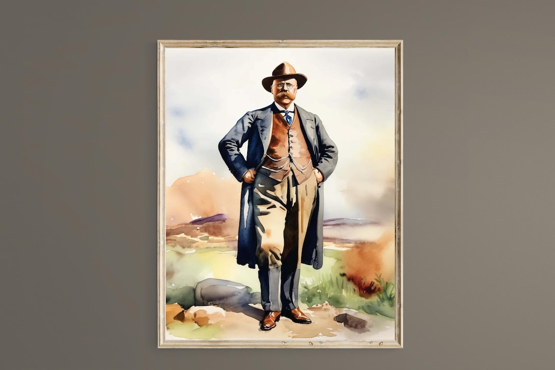 Teddy Roosevelt Watercolor Portrait: the Square Deal (digital Download ...