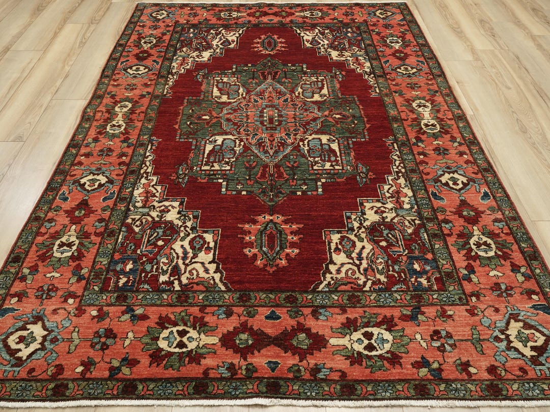 6x9 Ft Red Bidjar Rug - Traditional Hand Knotted Rug - Oriental Rug ...