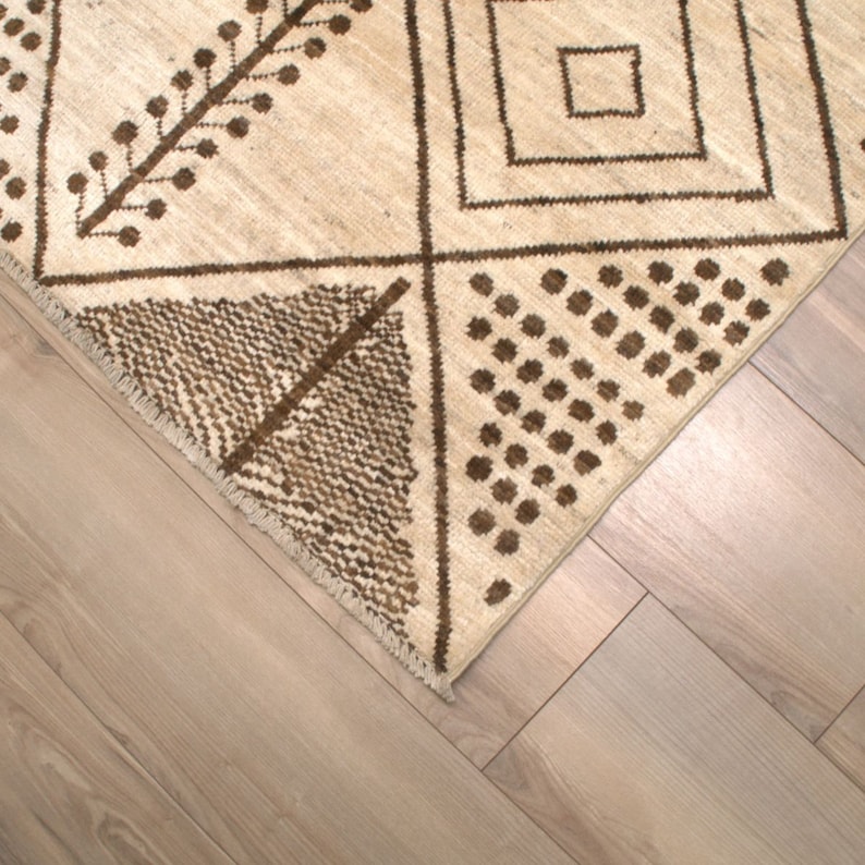 6x9 White Moroccan Rug Geometric Afghan Hand Knotted Rug Area Rug Rug ...