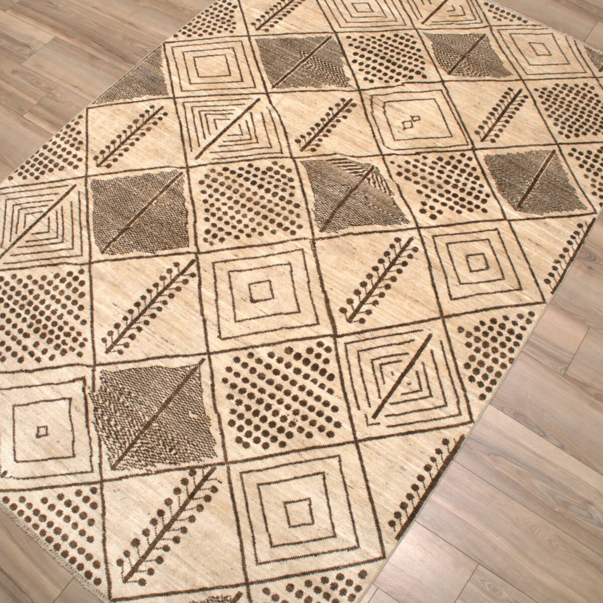 6x9 White Moroccan Rug Geometric Afghan Hand Knotted Rug Area Rug Rug ...