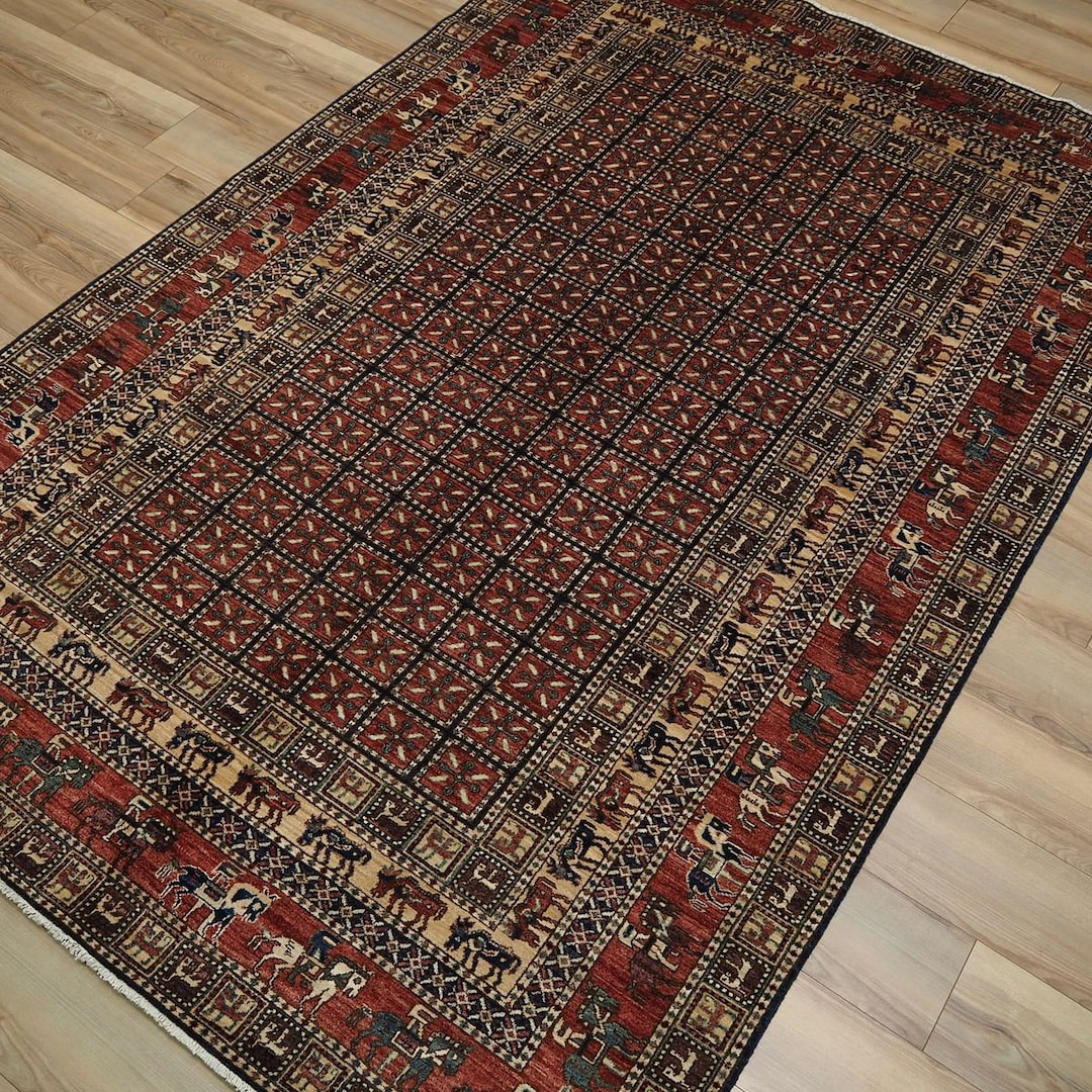 6x10 Ft Red Mamluk Rug Traditional Hand Knotted Rug - Etsy