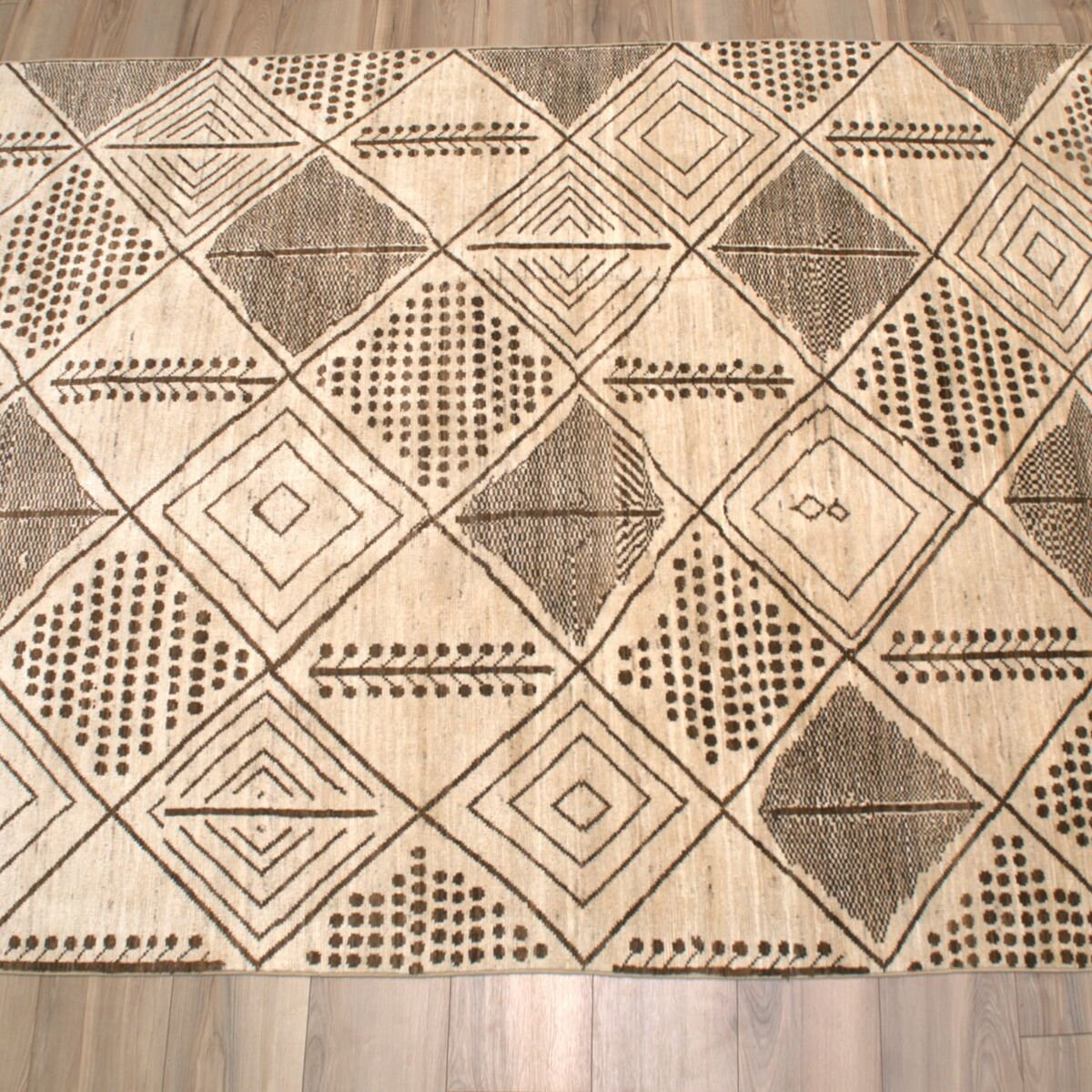 6x9 White Moroccan Rug Geometric Afghan Hand Knotted Rug Area Rug Rug ...