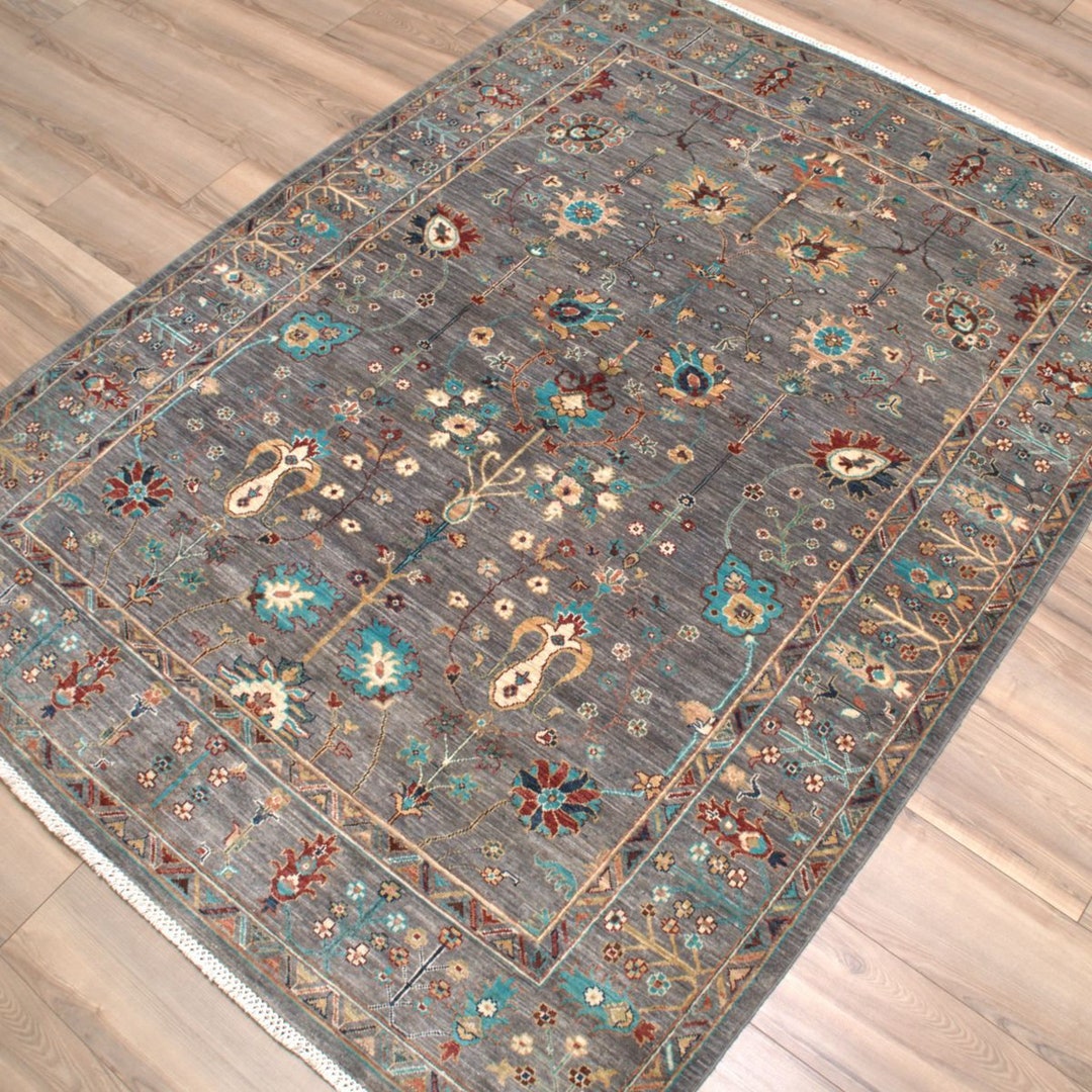 5x8 Gray Persian Rug Traditional Hand Knotted Rug - Etsy