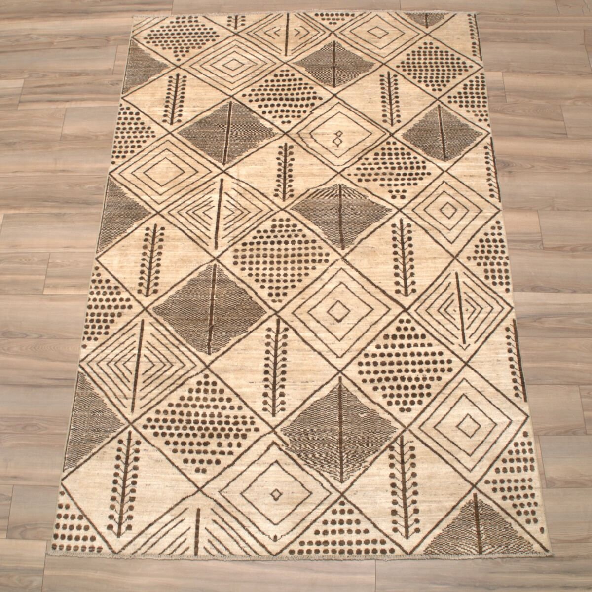6x9 White Moroccan Rug Geometric Afghan Hand Knotted Rug Area Rug Rug ...