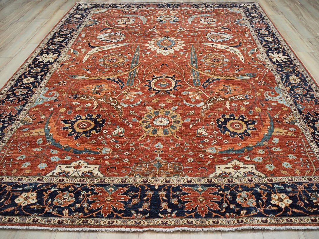 9x12 Ft Red Serapi Rug - Hand Knotted Oriental Area Rug - Etsy