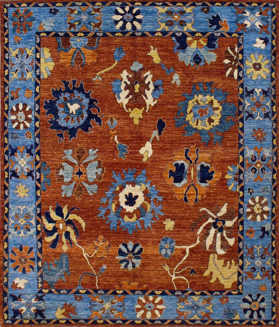 9x11 Colorful Persian Rug Blue Traditional Afghan Hand Knotted Rug Area ...