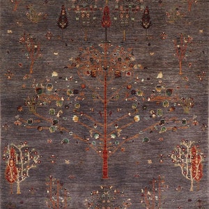 5x8 Ft Grey Tree of Life Rug Traditional Hand Knotted Rug - Etsy