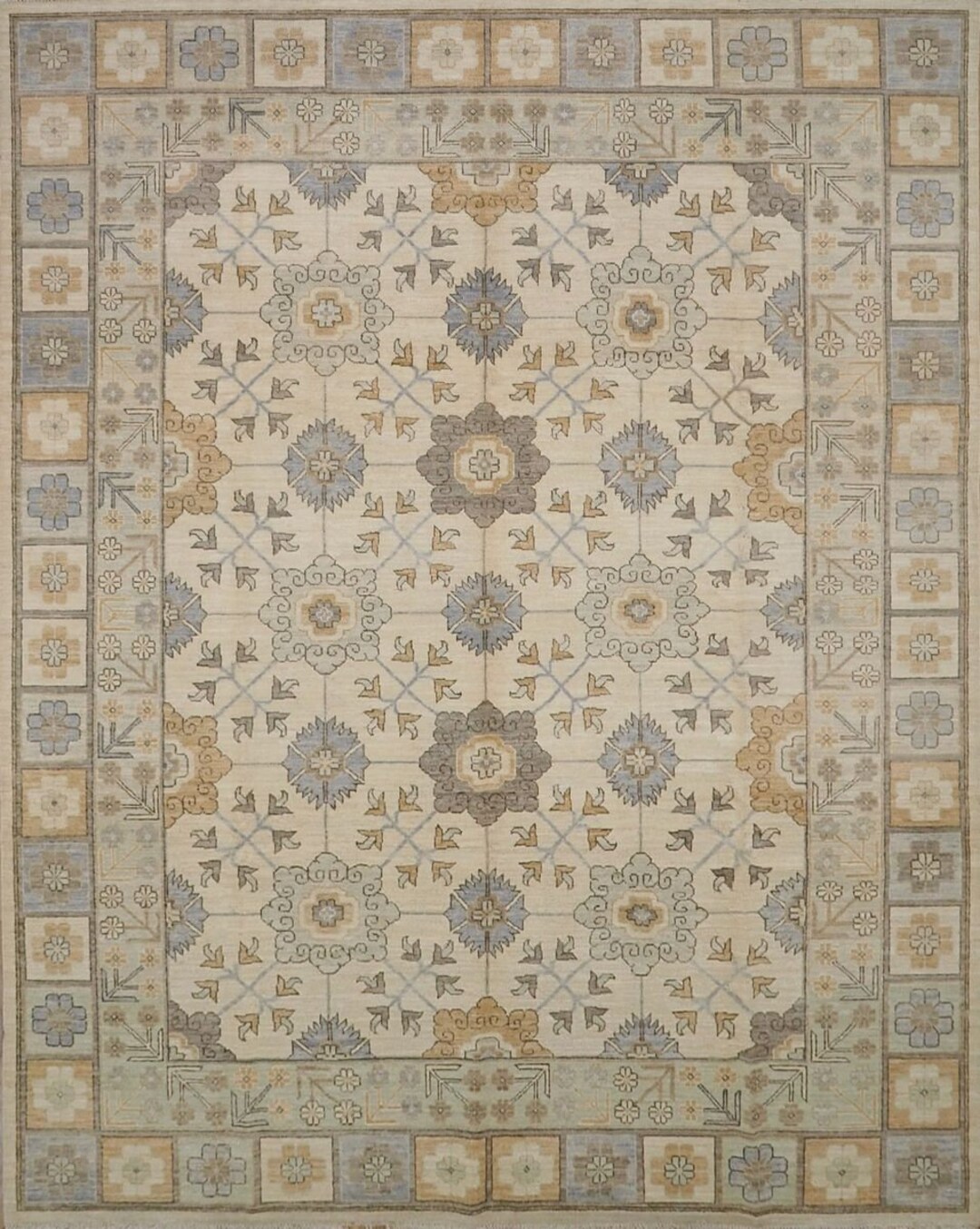 White Floral Rug 9'1x12'4 - Etsy