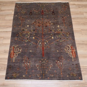5x8 Ft Grey Tree of Life Rug Traditional Hand Knotted Rug - Etsy