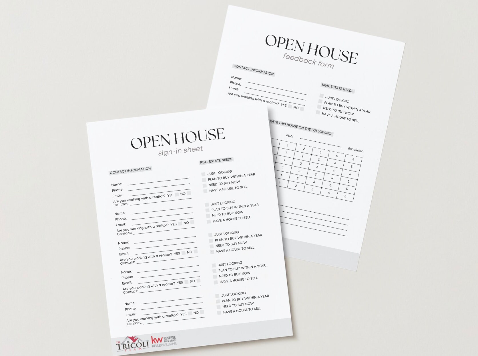Modern Open House Sign-in Sheet and Feedback Form Printable Canva ...