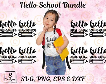 Hello School Svg Bundle, Pre K, 1st, 2nd, 3rd Grade, First Day of ...