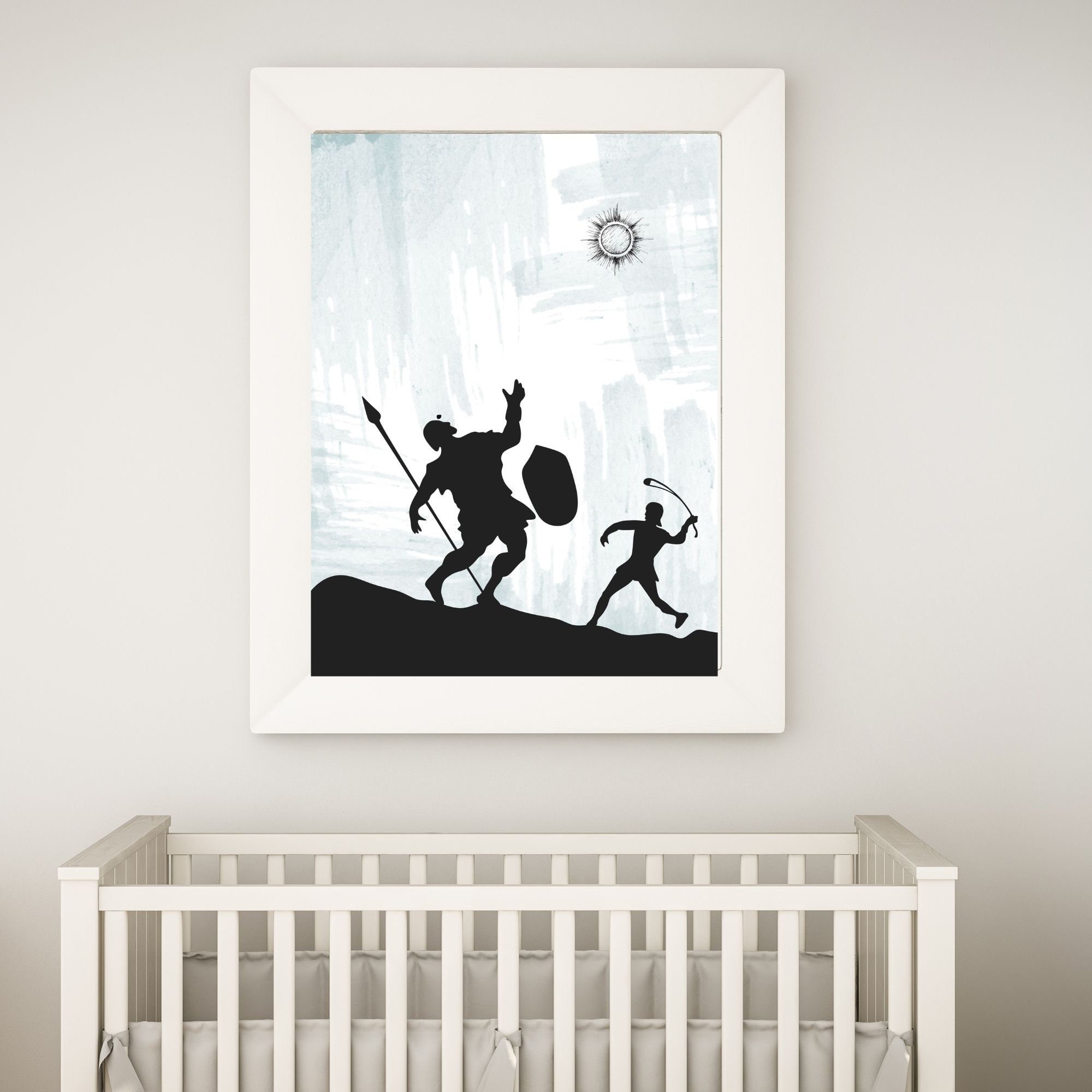 David and Goliath, Digital Download, Neutral Tone Minimalistic Wall Art ...
