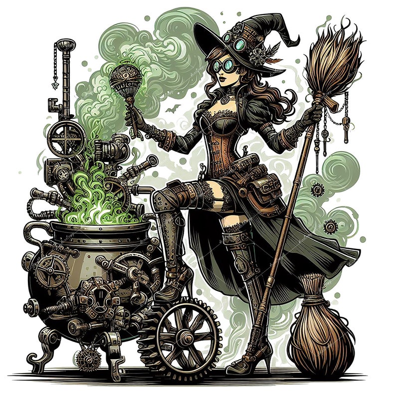 Collection - Steampunk Witches and Wizards Clipart Collection - Etsy