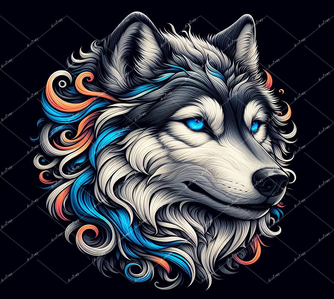 Colourful Wolf - Etsy