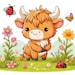 Cute Highland Cow Clipart - Etsy