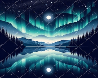 Northern Lights 2 SVG, Arctic Svg, Mountains Svg, Northern Lights Dxf ...
