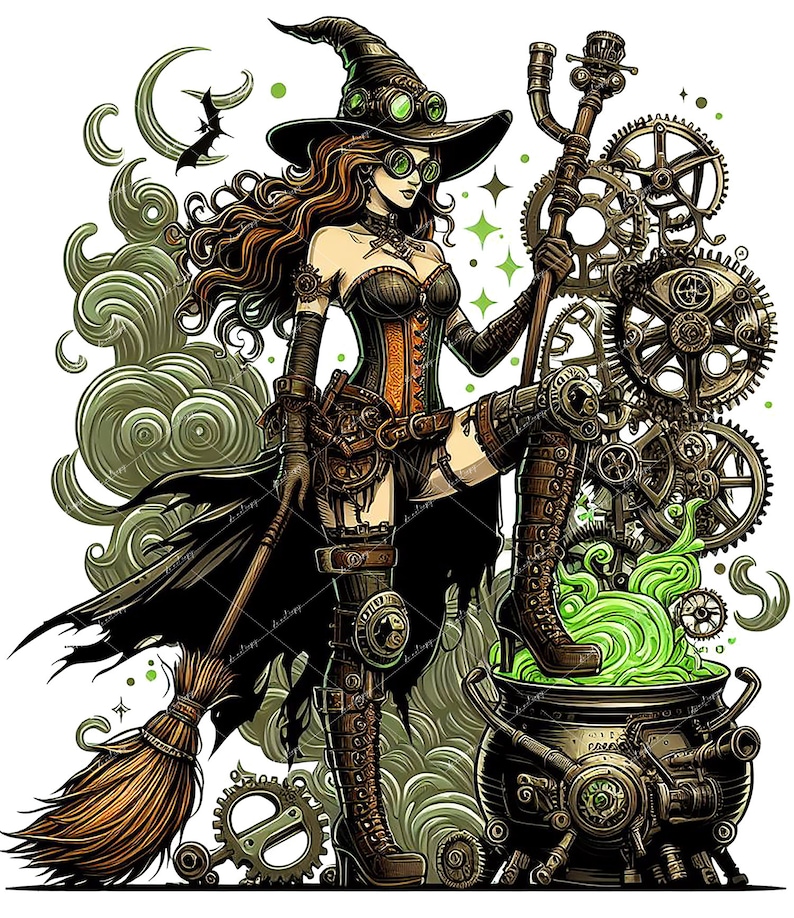 Collection - Steampunk Witches and Wizards Clipart Collection - Etsy