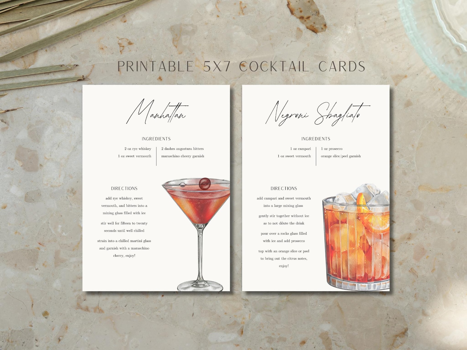 Cocktail Recipe Card Printable, Eight Printable Recipe Cards, Cocktail ...