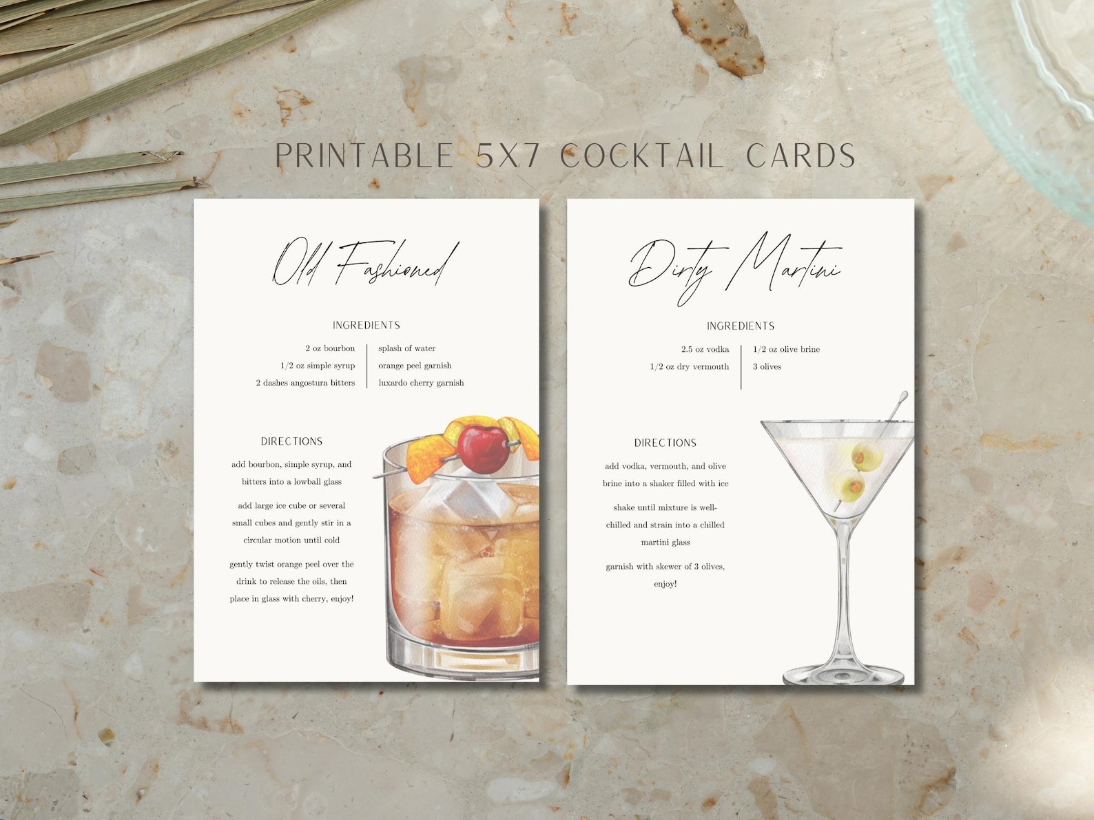 Cocktail Recipe Card Printable, Eight Printable Recipe Cards, Cocktail ...