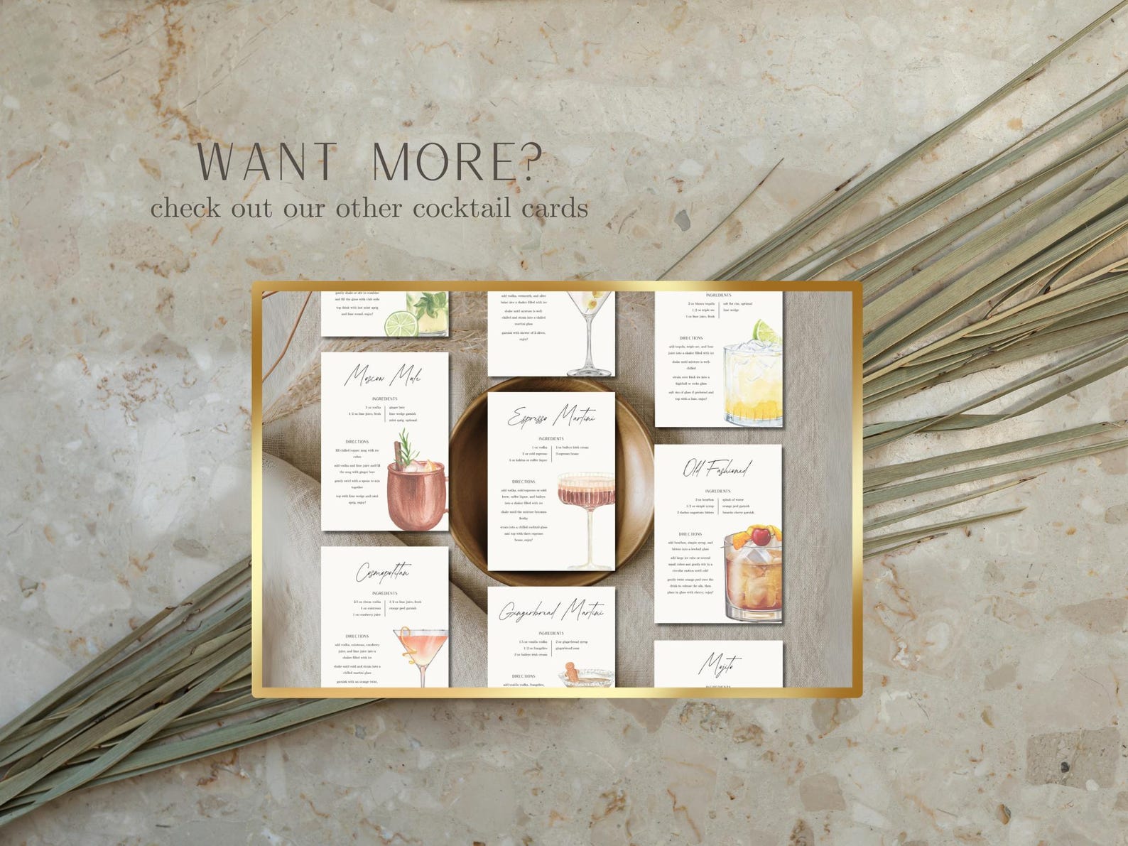 Cocktail Recipe Card Printable, Eight Printable Recipe Cards, Cocktail ...