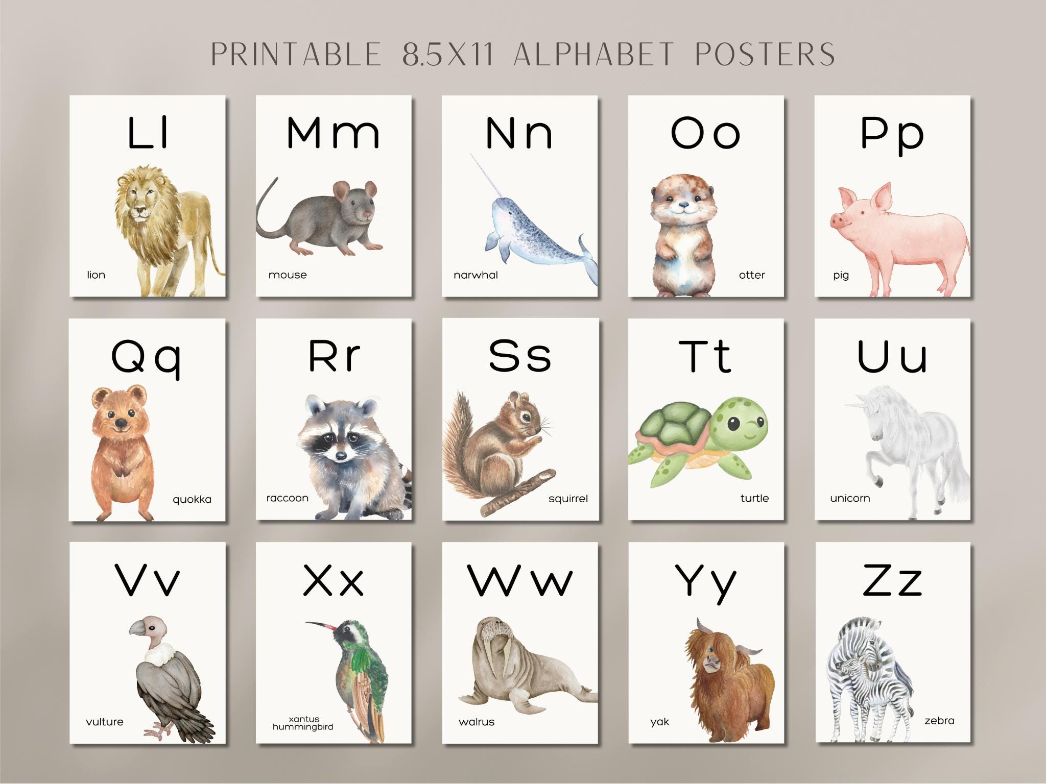 Alphabet Posters Printable, Printable Animal Alphabet Posters ...