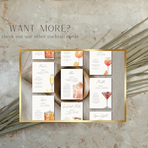 Cocktail Recipe Card Printable, Eight Printable Recipe Cards, Cocktail ...