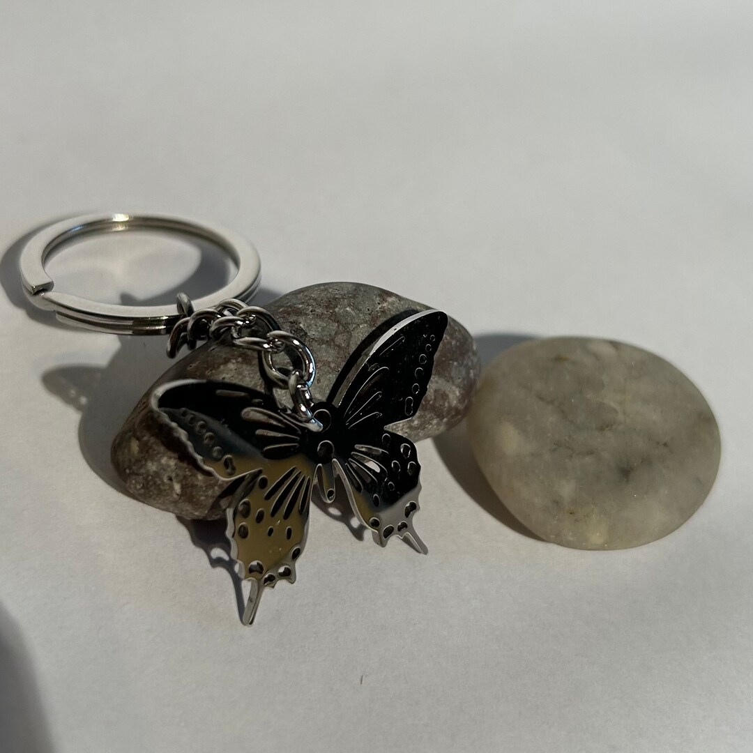 Butterfly Keychain, Stainless Steel Keychain, Monarch - Etsy