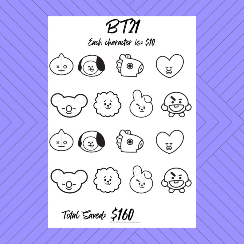 BT21 Saving Challenge - Etsy