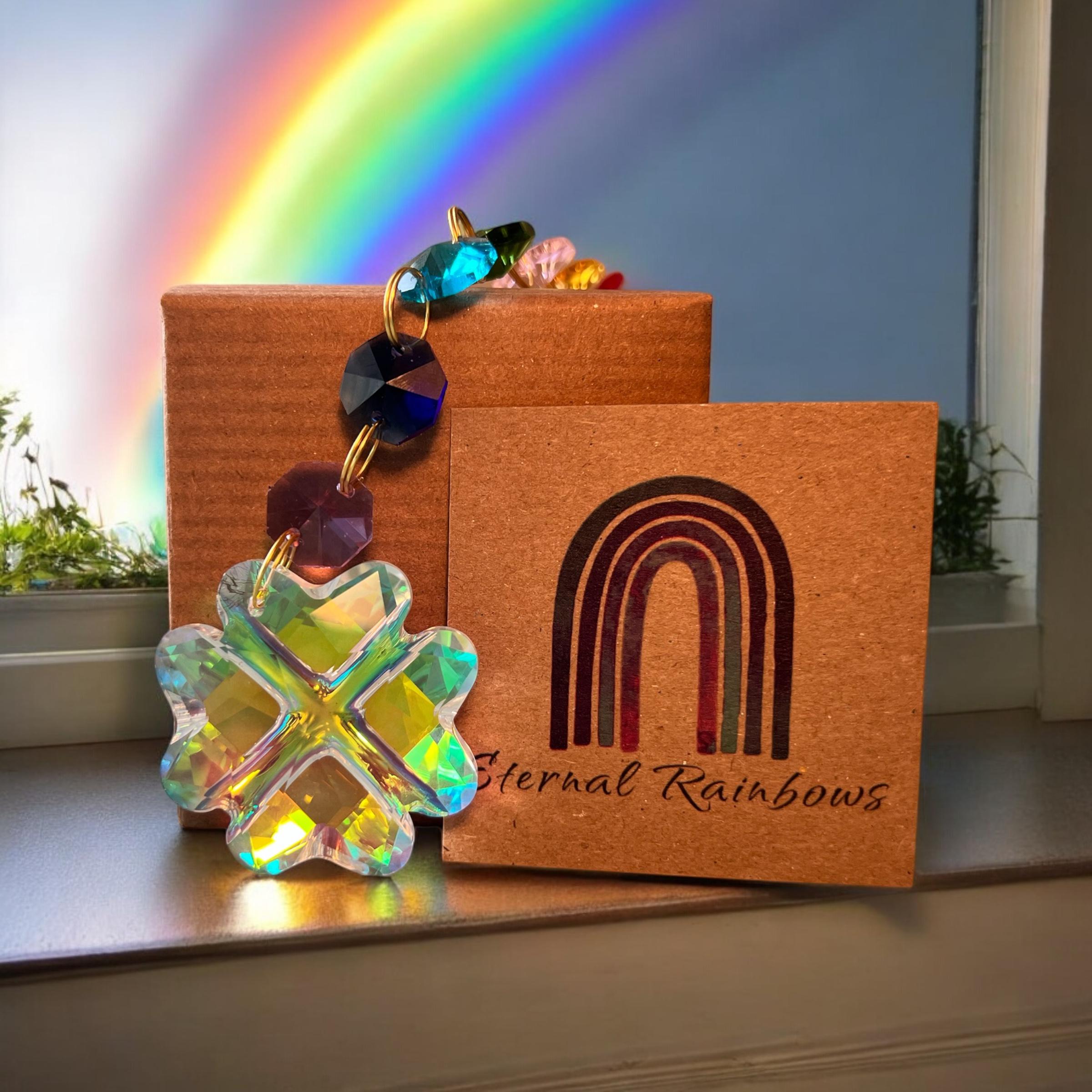 Suncatcher Four Leaf Clover Rainbow Maker in Gift Box With Card and ...