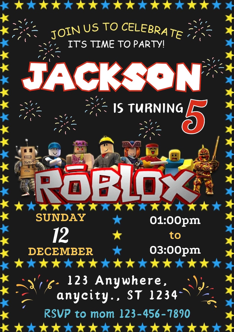 Roblox Birthday Party Invitation Roblox Game Party Roblox - Etsy