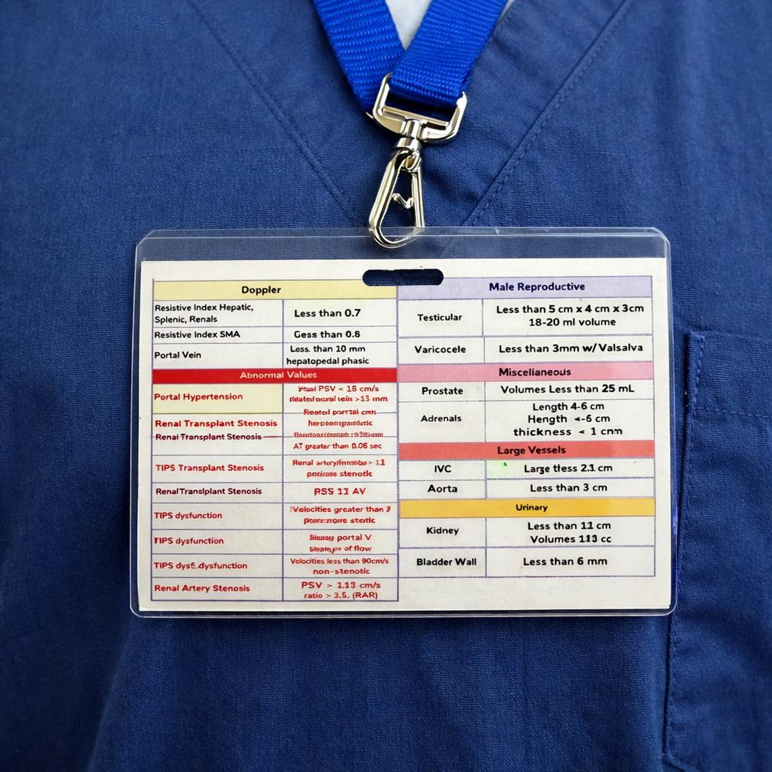 Ultrasound Badge Buddy Quick Reference Card | General Ultrasound ...