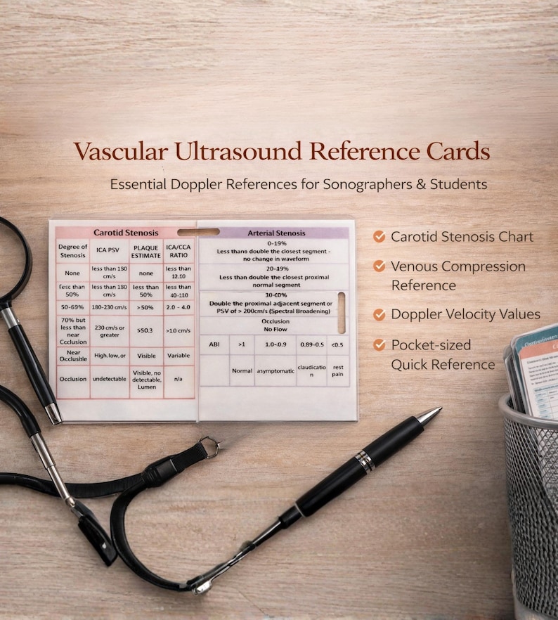 Ultrasound Badge Reference Card Vascular Sonography Cheat Sheet Doppler ...