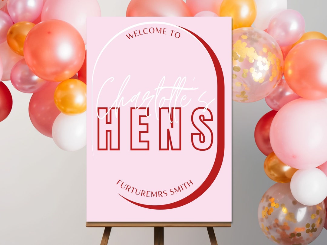 Pink Hens Party Welcome Sign Template. Customisable - Etsy