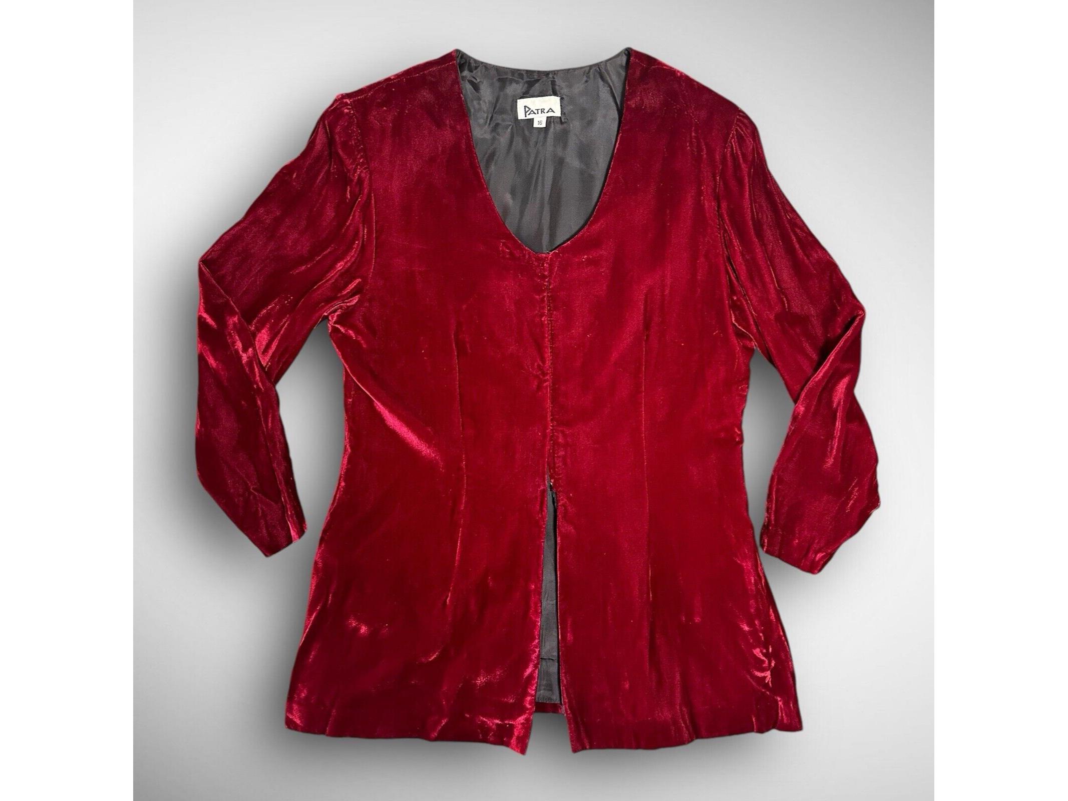 Vtg 90s Patra Red Velvet Jacket Plus Size 16 Fitted Holiday Renaissance ...
