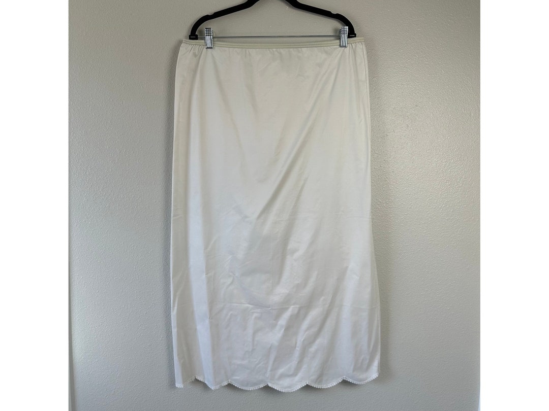 Vtg 60s Komar Long White Half Slip Skirt L Antron III Nylon Ankle ...