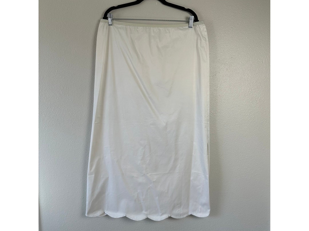Vtg 60s Komar Long White Half Slip Skirt L Antron III Nylon Ankle ...
