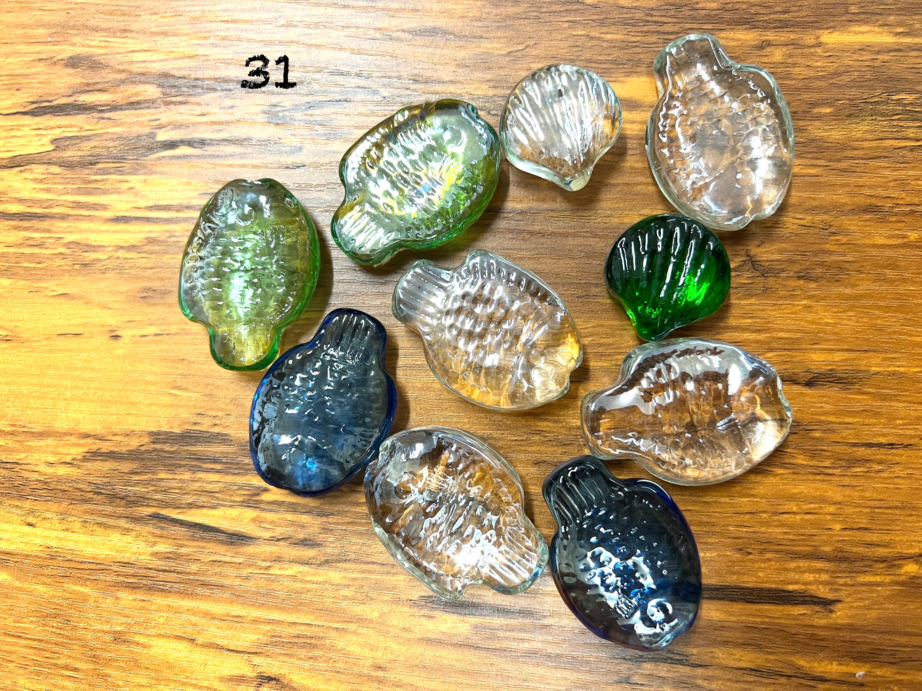 Fish and Shells Glass Gems/marbles for Mosaic Use or Aquarium, Vase ...