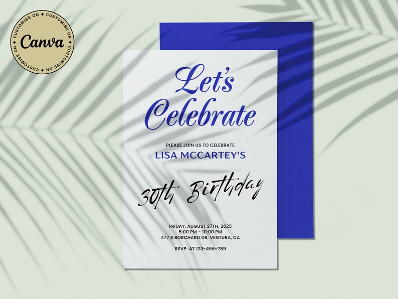 Editable Let's Celebrate Birthday Invitation - for Men or Woman - Print ...