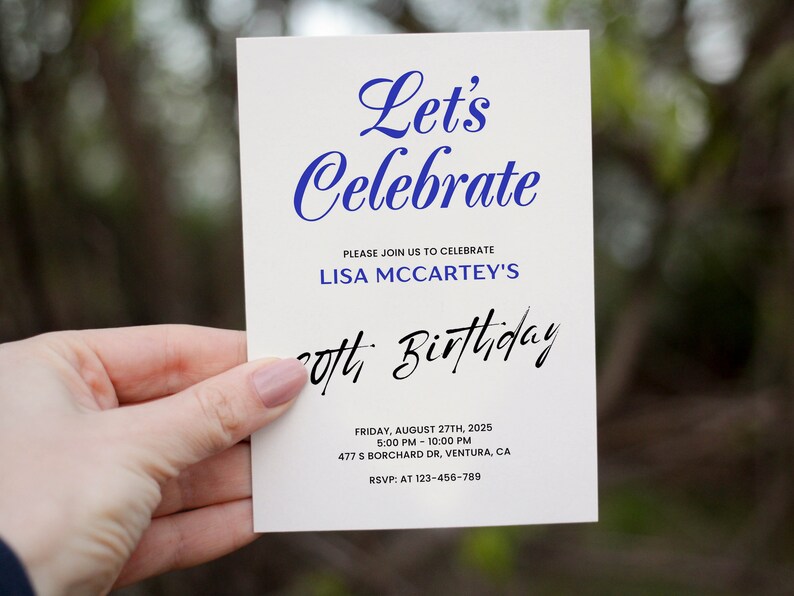 Editable Let's Celebrate Birthday Invitation - for Men or Woman - Print ...