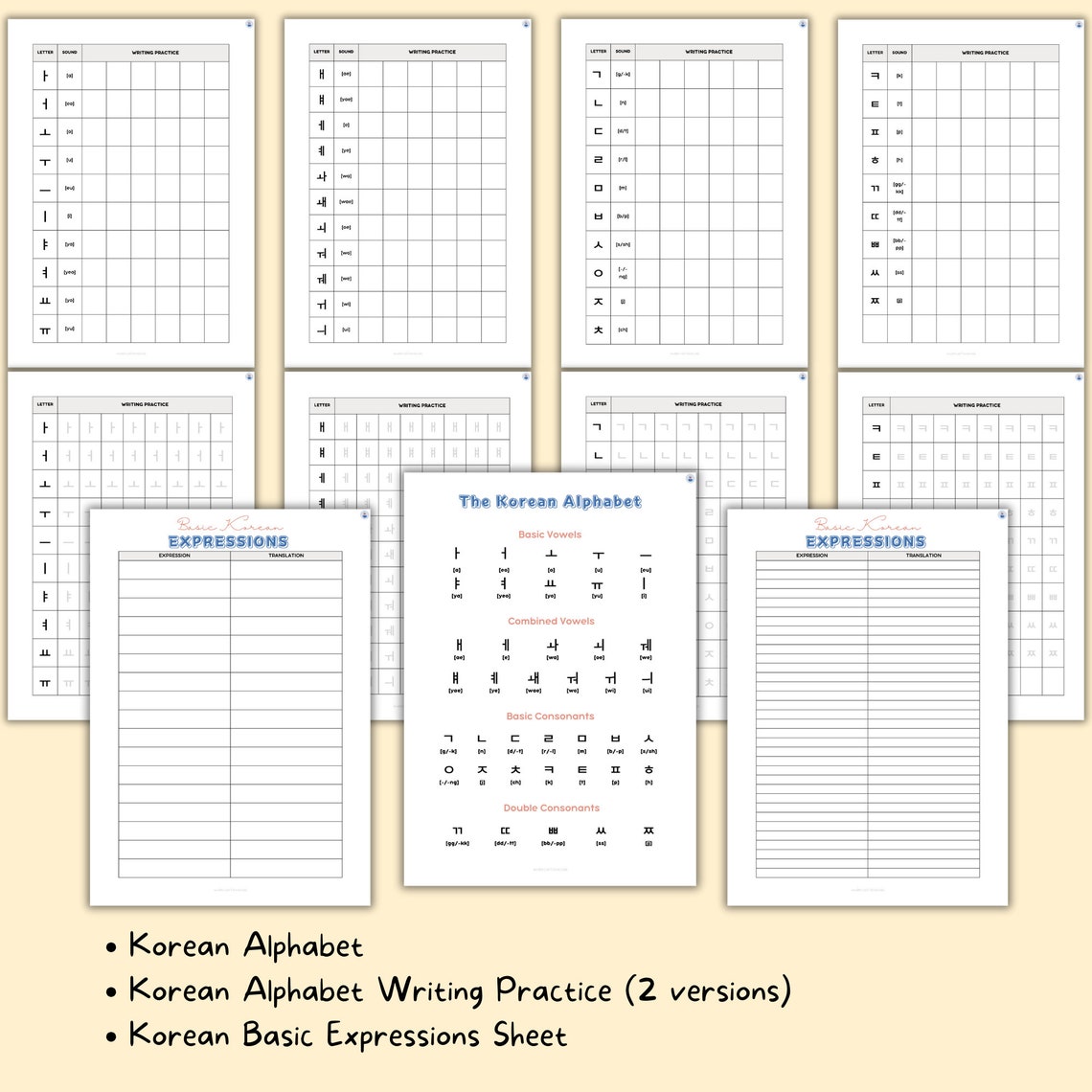 Korean Language Learning Planner Notebook | Printable Study Journal ...