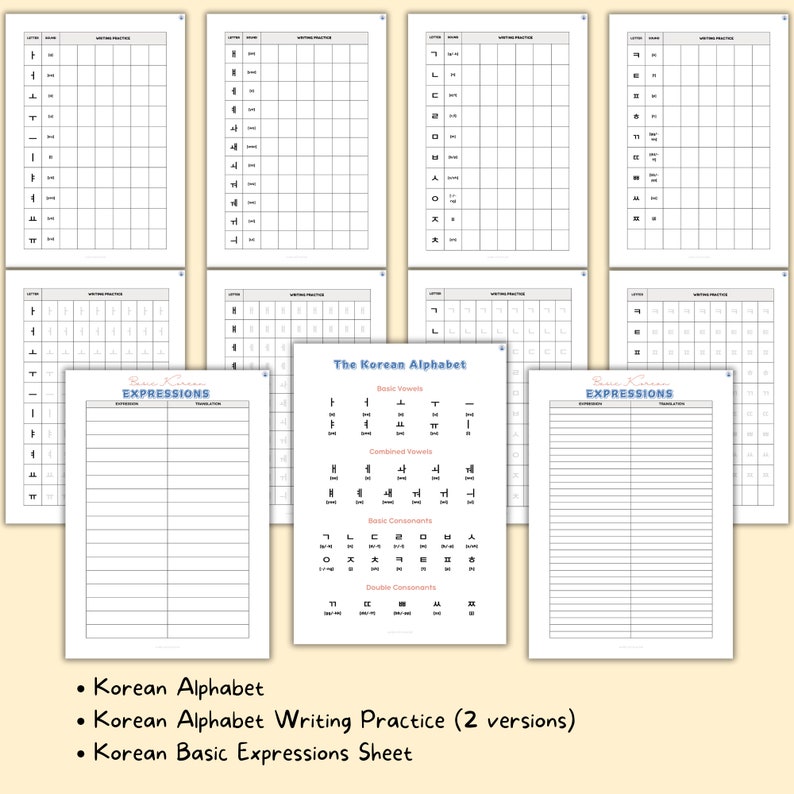 Korean Language Learning Planner Notebook | Printable Study Journal ...