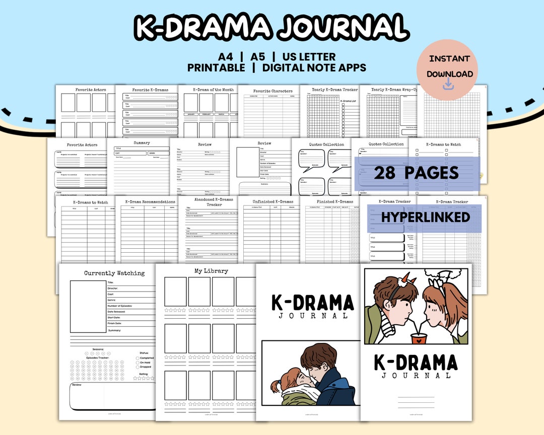 Digital K-drama Journal | Printable Kdrama Planner | Goodnotes ...